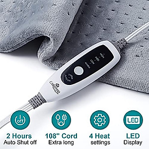 Heating Pad for Back Pain Relief, CAROMIO 33"x17" Extra Large Electric Heating Pads for Cramps Neck and Shoulders, Moist & Dry Heat Therapy,2H Auto Off,4 Temperature Settings,Machine Washable