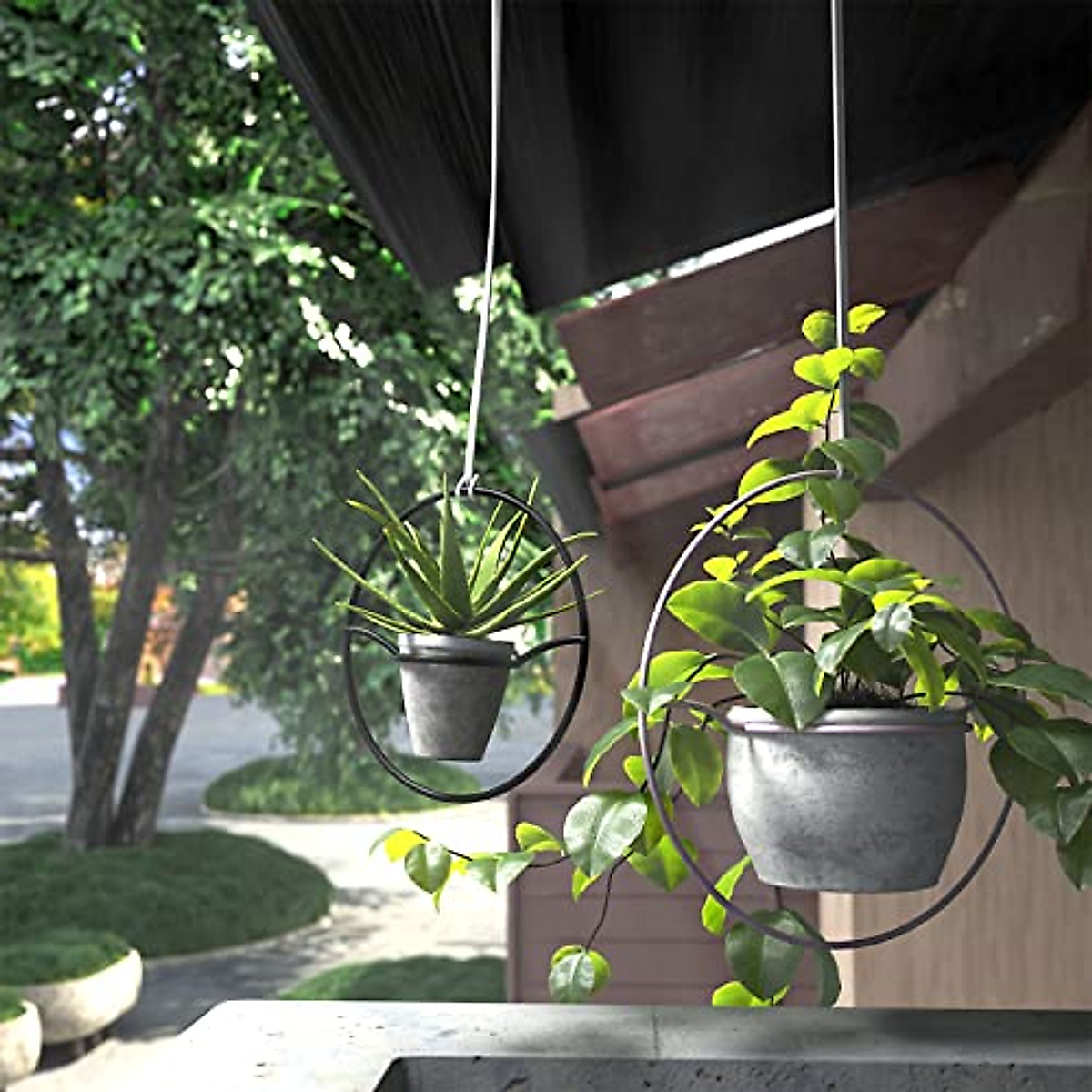 HOBBYMATE Plant Hangers Without Plant & Pot, Metal Hanging Plant Holder, Home Decorating Hanging Iron Art, 3 inches Rose Black Color