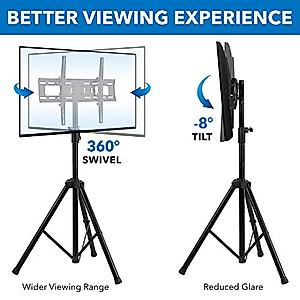 Mount-It! TV Tripod Stand - Portable TV Stands for Flat Screens - Indoor or Outdoor TV Pole Stand - Television Tripod Stand for 32-70 Inches Screen - Single Pole TV Stand with 77lbs Capacity