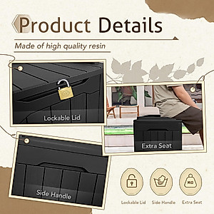 Flamaker Deck Box 31 Gallon Waterproof Resin Storage Box with Lid Indoor Outdoor Storage Bin for Patio Cushions, Toys, Pool Accessories (Black)