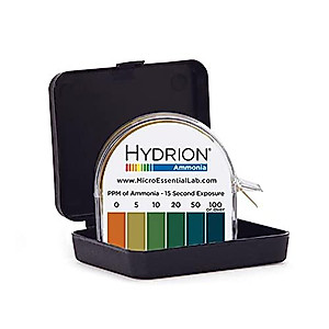Micro Essential Lab AM-40 Hydrion Ammonia Meter Test Paper Roll, 0 to 100ppm Range, 15' Length