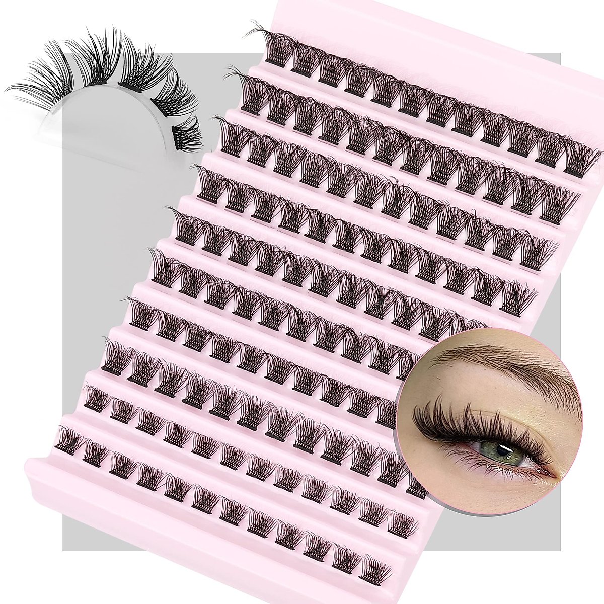 Lash Clusters Natural Wispy Cluster Lashes 8-16mm Wispy Individual Lashes Extensions Natural Look Lashes D Curl Fluffy Cluster Lashes DIY Eyelash Extension by Focipeysa