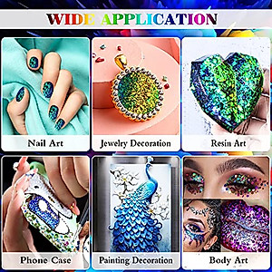 9 Box Chameleon Fine Glitter, Iridescent Colors Shift Glitter for Epoxy Resin/Tumblers Art, Holographic Opal Craft Glitter Dust Nail Eyeshadow Hair Face Body