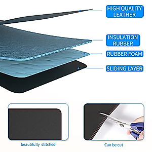 Kitchen Countertop Slide Mat, Leather Coffee Sliding Mats for Kitchen Appliance, Heat Resistant Slide Mat Kitchen Slider Tray Pads for Air Fryer, Stand Mixer,Toaster,Coffee Maker (Big black)