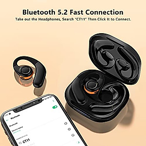 Koobesthy Open Ear Headphones, Bluetooth 5.2 Wireless Earbuds with Ear Hooks, IPX5 Waterproof 100H Playtime Workout Earphones, Dual 16.2mm Dynamic Drivers Touch Control Sport Headphones
