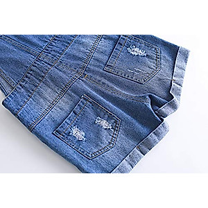 KIDSCOOL SPACE Baby Girl Boy Jean Overalls,Toddler Summer Denim Shortall,Blue,18-24 Months