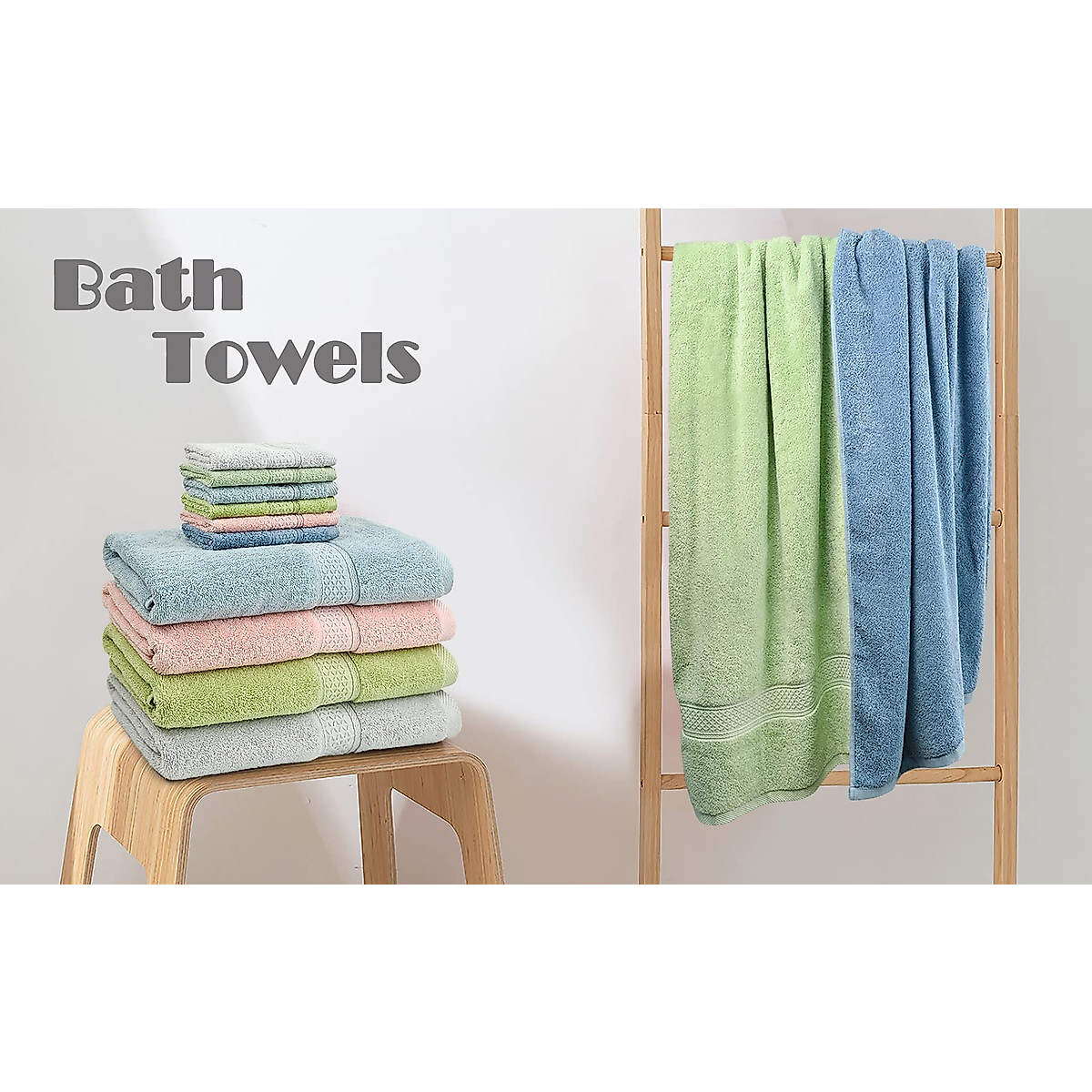 Cleanbear Luxury Bath Towels Set of 6 Shower Towels with Assorted Colors for Different Family Members 55 by 27 Inches Ultra Soft Bathroom Towels Highly Absorbent Body Drying Towels