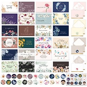 Decorably Assorted Cards with Envelopes & Stickers - 24 Pack Assorted Sympathy Cards with Envelopes, Printed Message Inside Sympathy Cards Assortment Box with Envelopes, 6x4in Pack of Sympathy Cards