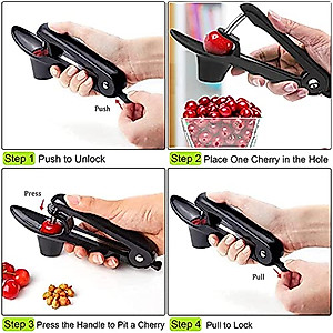 Cherry Pitter,Cherry Seed Remover Olives Pitter Tool, Cherries Corer Pitter Tool with Space-Saving Lock Design,Multi-Function Fruit Pit Remover for Making Cherry Jam ( Stainless Steel / Heavy-Duty)