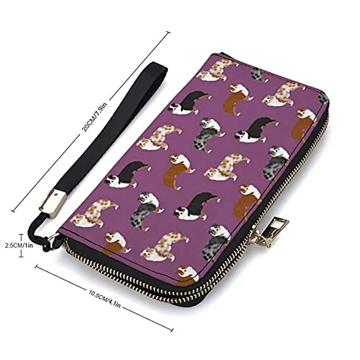 Australian Shepherd Dogs PU Leather Clutch Wallets Long Zip Purse Tote Handbag With Removable Wristlet For Women Girl's