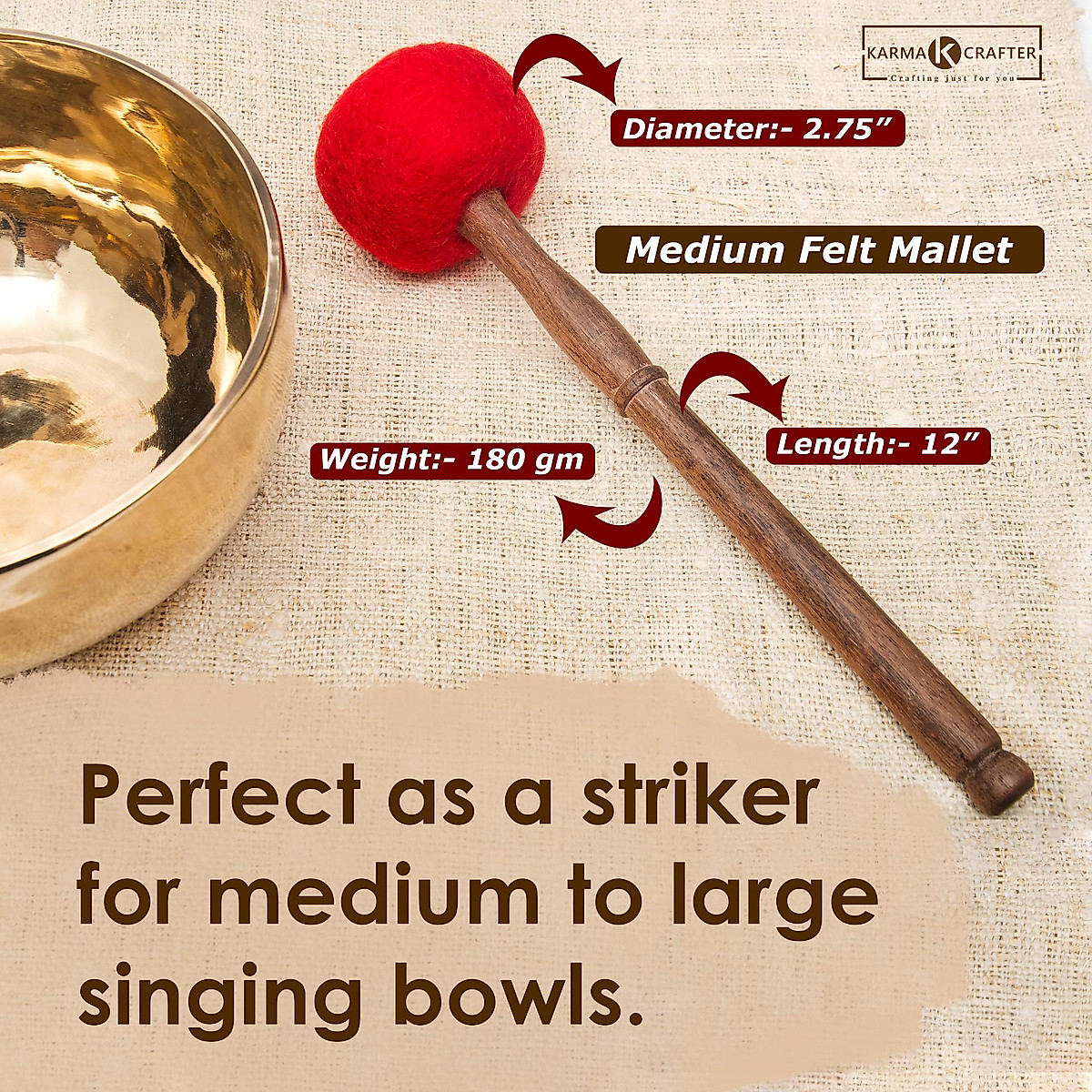 Karma Crafter Tibetan Singing Bowl Mallet Wooden Felt Striker Sound Bowl Meditation Mallet Sound Bowl Stick Meditation Yoga Tibetan sound bowl mallet (Medium Striker)