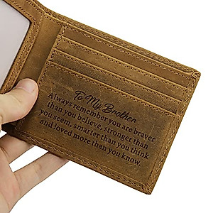 Moblade Gifts for Brother from Sister or Brother, To My Brother Engraved Wallet with Inspirational Quotes, Brother Christmas, Birthday, Graduation, Gift Ideas