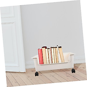 LIFKOME Storage Box with Pulleys Plastic Storage Containers for Clothes Kids Storage Organizer Bins Office Storage Boxes Under Desk Cart Mobile Bookshelf Desk Book Shelves Wheel