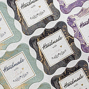 Handmade Soap Packaging Set | 200 Handmade with Love Stickers with Elegant Cut Labels | 100 Translucent Paper Bags | Wrapping Paper for Homemade Goods , Small Business Supplies Canning Crafts Supplies