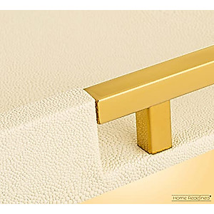 Modern Elegant 18"x12" Rectangle Cream Glossy Shagreen Decorative Ottoman Coffee Table Perfume Living Room Kitchen Serving Tray with Gold Polished Metal Handles by Home Redefined for All Occasion's