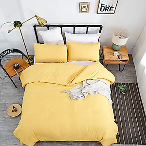 Wellboo Yellow Comforter Sets King Light Yellow Bedding Comforter Sets Cotton Solid Bright Yellow Warm Bedding Blankets King Size Soft Health Spring Yellow Fresh Luxury Bedding Plain Yellow King Bed