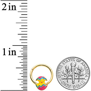 Body Candy 16G PVD Steel Hinged Segment Ring Seamless Cartilage Nipple Ring Painted Egg Chick Nose Hoop 3/8"