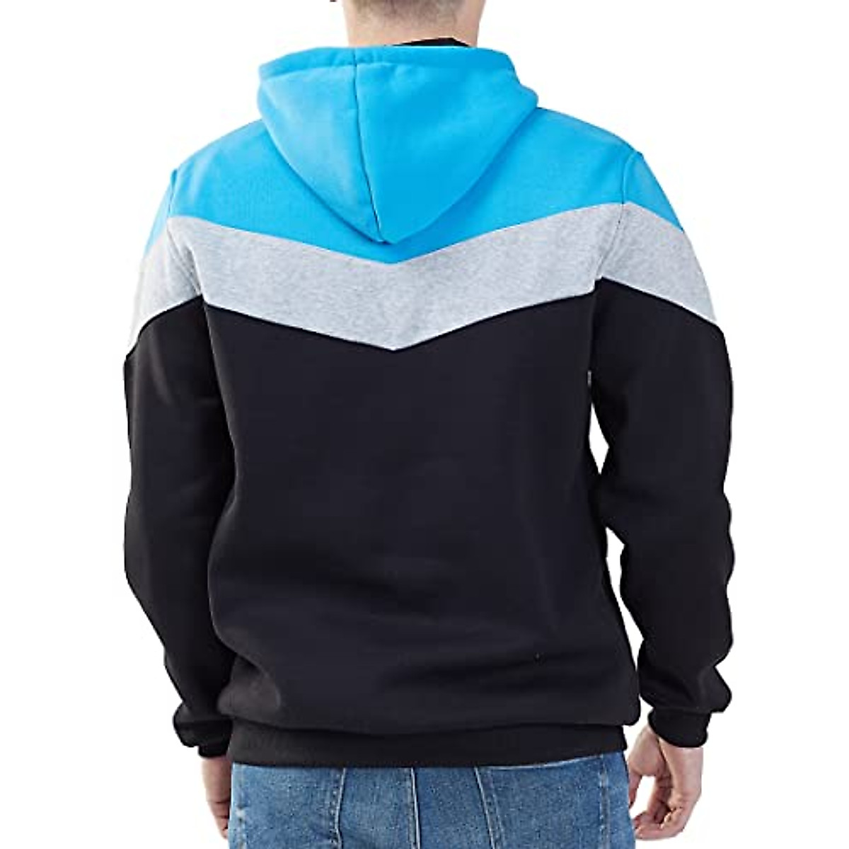 Mooncolour Men's Novelty Color Block Hoodies Cozy Sport Autumn Outwear Black/Grey/Blue M Black US Medium