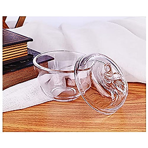 Mozacona GLass Relief Apple Sugar Bowl Candy Dish Food Storage Container with Lid