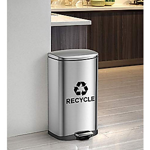 Ignixia Recycle Symbol Sticker Decal to Organize Trash cans/Garbage containers, Recycle Sign Decal Plotter Cut Vinyl Outdoor Recycle Containers (Black, 10 X 7) Inches Large (Pack of 02)