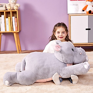IKASA Giant Hippo Stuffed Animal Plush Toy,Large Hippopotamus Cute 30" Jumbo Soft Toys,Huge Big Size Plushy Fluffy Fat Plushie,Gifts for Kids