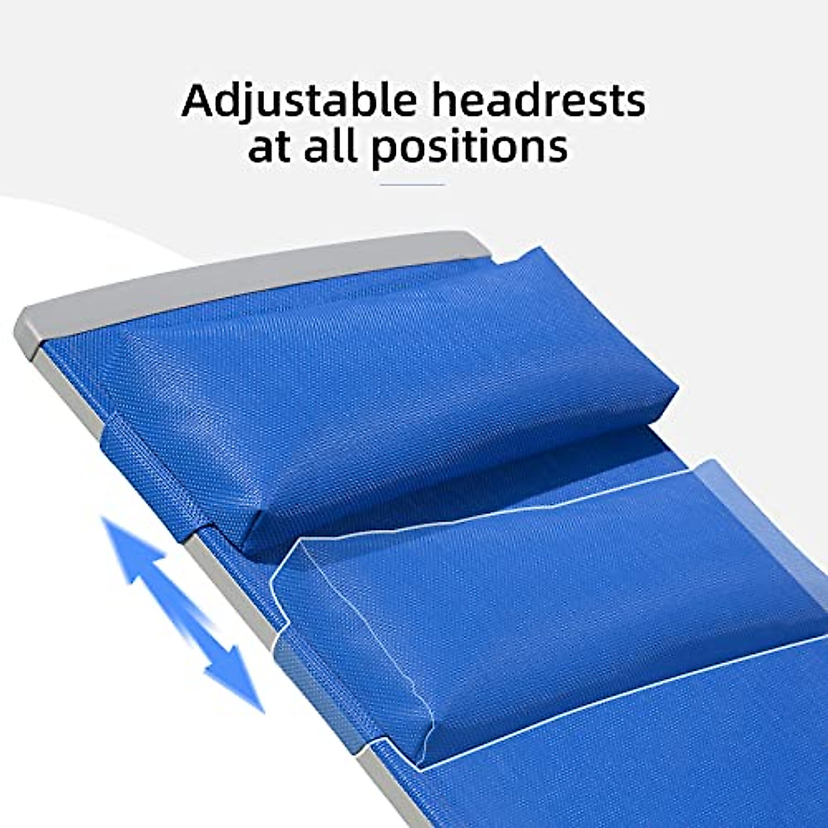 Domi Patio 3 Pieces Aluminum Textilene Chaise Lounge Set with Side Table Outdoor, Adjustable Back and Pillow for Yard Garden Sunbathing for All Seasons Blue(2022 New)