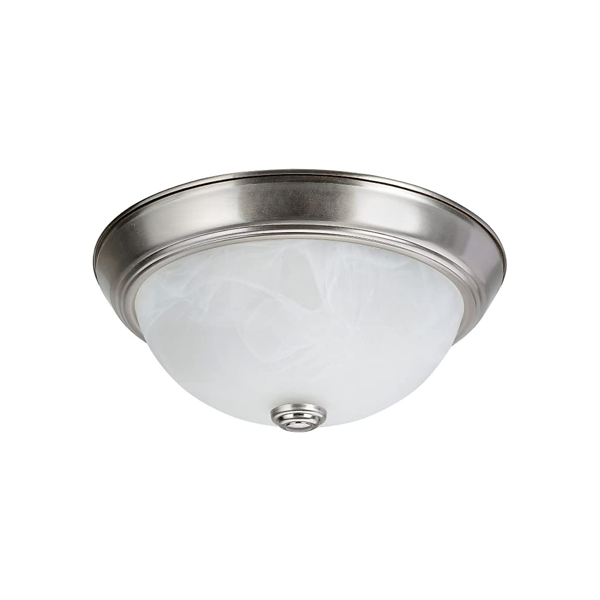 Aspen Creative 63013-1A Two-Light Flush Mount in Brushed Nickel with White Alabaster Glass Shade, 11" Diameter