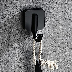 EYHLKM 1 Pcs Stainless Steel Towel Hook Black Matted Kitchen Clothes Hanger Hook Wall Mounted Towel Hooks for Bathrooms Robe Hook Black
