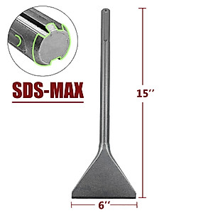 JACKCHEN 6 Inch Wide Tile and SDS-Max Shank, 6" x 15" Remove Chisel, 40Cr Steel Jackhammer Bit,Suitable for SDS-Max Rotary Hammer Drills