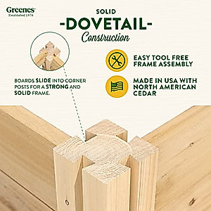 Greenes Fence Raised Garden Bed, 48" L x 48" W x 7" H, Cedar