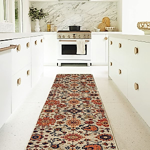 Artoid Mode Flowers Bohemia Kitchen Mats Set of 2, Daily Boho Home Decor Low-Profile Kitchen Rugs for Floor - 17x29 and 17x47 Inch