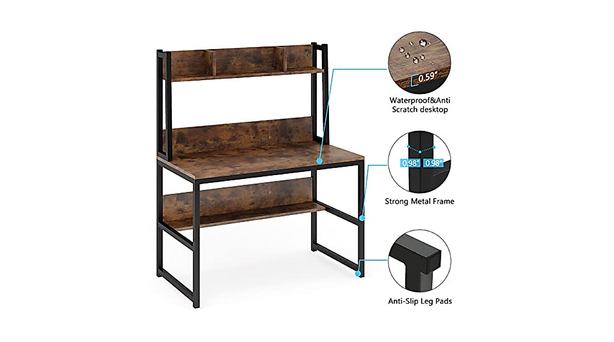 Tribesigns Modern Computer Desk with Hutch | Stylish Home Office Desk