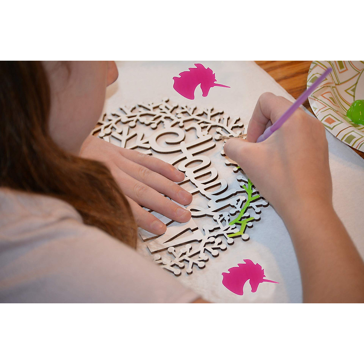 Royal Green Magical Unicorn Birthday Party Stickers for Decoration, Scrapbooking, Arts, and Crafts 2 inch (50mm) in Pink - 40 Pack