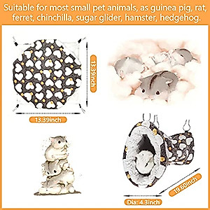 LEFTSTARER Guinea Pig Ferret Rat Hammock Toy Small Animal Cage Accessories Hideout Tunnel & Bunkbed Hammock for Rat Ferret Guinea Pig Hamster Sugar Glider Chinchilla (Heart-Brown)