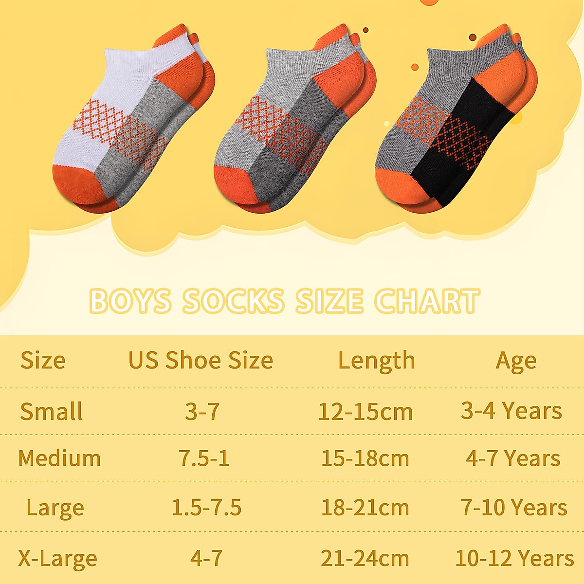 Comfoex Boys Socks 6 Pairs Ankle Athletic Sock Half Cushioned Low Cut Socks For Little Big Kids