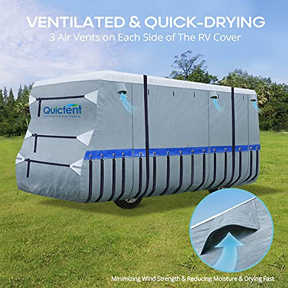 Quictent Upgraded Class C RV Cover, Extra-Thick 6-ply Camper Cover, Fits 26-29Ft Motorhome -Breathable Watertight Quick-Drying Rip-Stop Anti-UV with 2 Windproof Straps, 4 Tire Covers