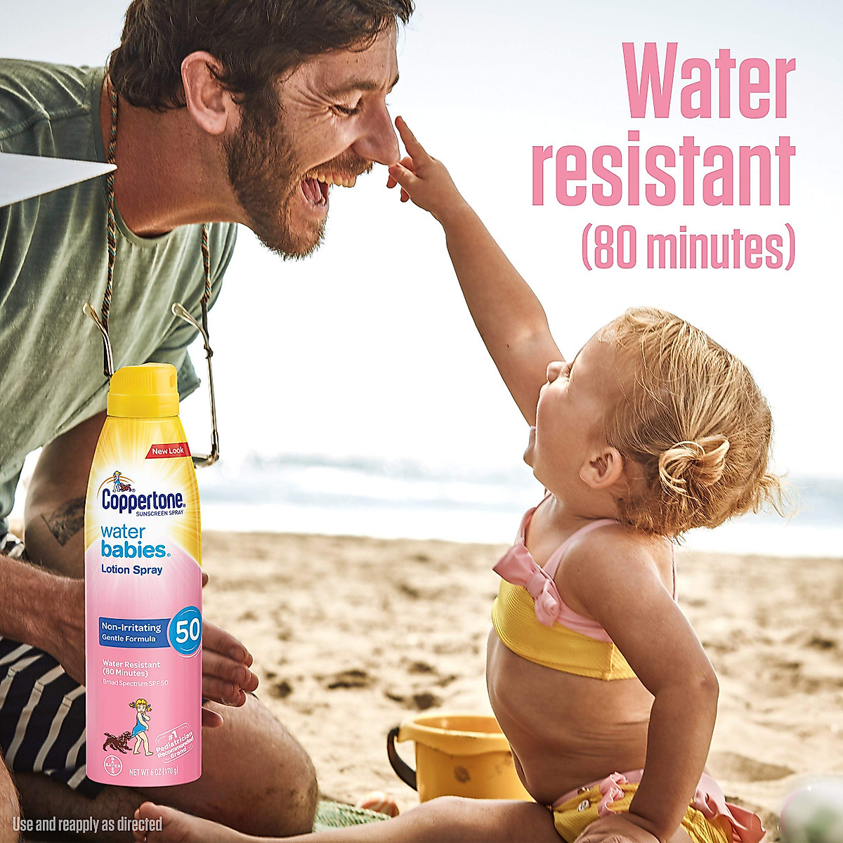 Coppertone Water Babies Sunscreen Lotion Spray SPF 50, Pediatrician Recommended Baby Sunscreen Spray, Water Resistant Sunscreen for Babies, 6 Oz Spray