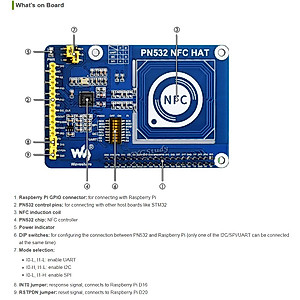 CW-RPi PN532 NFC HAT for Raspberry Pi, I2C / SPI / UART, NFC Enabler, MIFARE Classic 1K Card Included