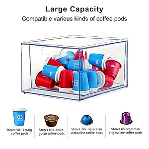 2 Layers Coffee Pod Organizer Drawer for Coffee Packet Accessories, K Cup Holder and Coffee Creamer Storage