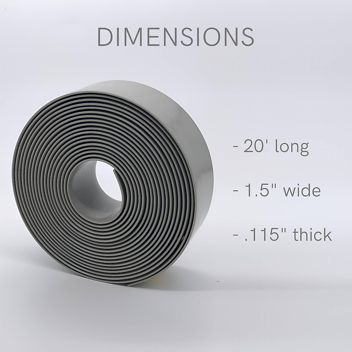 KOMORAX Gray 1.5" Wide 20' Length Chair Vinyl Strap Strapping for Patio Lawn Garden Outdoor Furniture Matte Finish Color