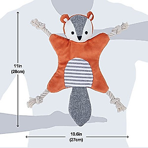 Vitscan Stuffless Dog Toys for Puppy, Crinkle Squeaky Dog Chew Toys Squirrel Plush Dog Toy with Rope Knots for Small Dogs (Squirrel)