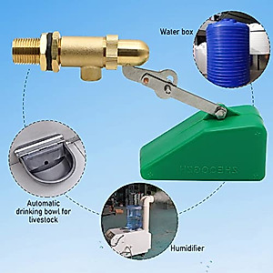 MUDUOBAN Float Valve 1/2 inch Supply Tube Float Ball Valve with Automatic Fill Adjustable Arm Brass Valve Plastic Float Ball for Water Tank Pool Livestock Water Trough Aquariums