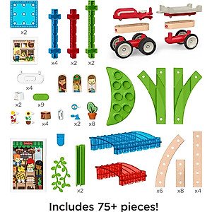 Fisher-Price Wooden Building Toy Wonder Makers Design System Build Around Town Starter Kit, 75 Wood Piece Playset for Preschool Kids Ages 3+ Years