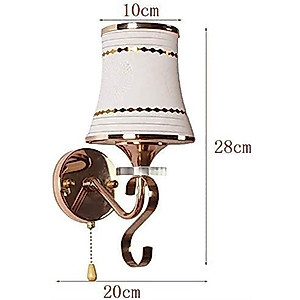 BytheM Wall Lamp White Glass Shade Wall Light Fixtures Golden Finish Retro Indus Candle Crystal Wall Sconce with Pull Cord On/Off Switch Wall Mount Lighting Fixture