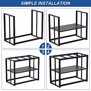 Fizgot Black Fish Tank Stand Metal Aquarium Stand 40 Gallon Aquarium Turtle Tank Double Layer with Storage Weight Capacity 660lbs 36.5" x 18.5" x 29.5" Breeder Reptile Tank Stand