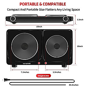 Hot Plate for Cooking, Vayepro 1800W Portable Electric Stove,Double Electric Burner for Cooking,UL listed,Cooktop for Dorm Office Home Camp, Compatible with All Cookware
