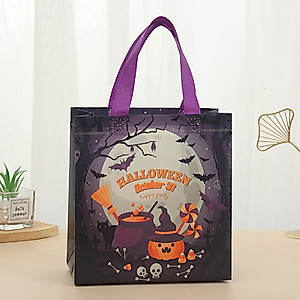 MOMOJULI 8PCS Halloween Trick or Treat Bags，Small Non-Woven Halloween Tote Bags with Handles Reusable Goodie Gift Bags Multifunctional Halloween Party Favors Supplies 7.9"×7.9"×3.15"