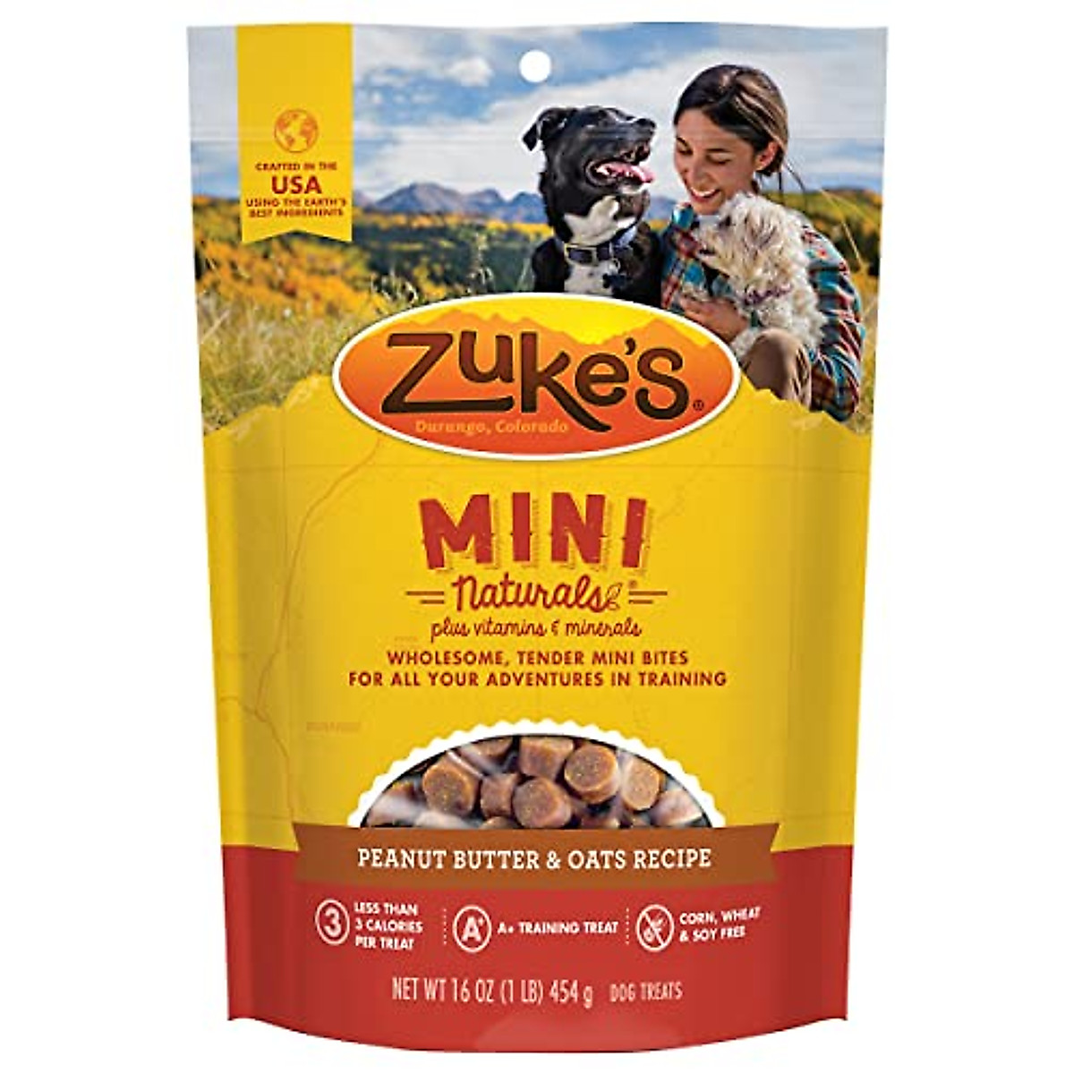 Zuke's Zuke’s Mini Naturals Training Dog Treats, Peanut Butter & Oats Recipe, Tender Mini Bites with Vitamins & Minerals, Adult Dog Treats, 16 OZ (Pack of 2), 16 Ounce (Pack of 2)