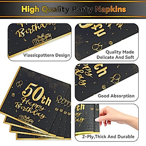 LMJUNZZ 120 PCS 50th birthday party tableware set including plates napkins forks 50th birthday decorations 1974 men's and women's 50th theme party supplies for 30 guests