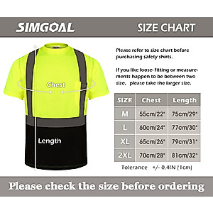 SIMGOAL High Visibility Short Sleeve Safety Shirt,3 Packs Yellow&Black,XXL,Breathable Unisex 360°Reflectivity Short Sleeve T Shirt with Front Pocket for Work Volunteer Guard Construction,Fast Dry